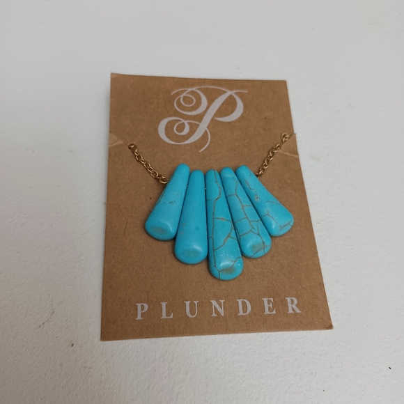 Plunder | Jewelry | New Plunder Turquoise And Gold Chain Necklace ...